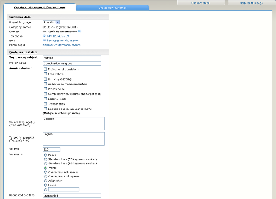 Receiving an e-mail inquiry from an existing client and quotation in OTM